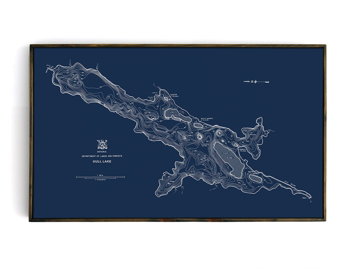 Gull Lake - Bathymetry Map - Haliburton Highlands – Grand Trunk Trading ...